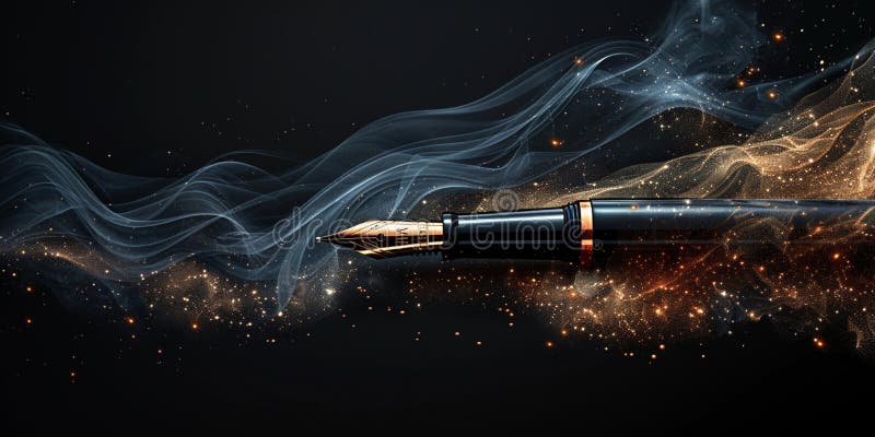 Uturistic Background with Glowing Pen Trail Stock Illustration ...