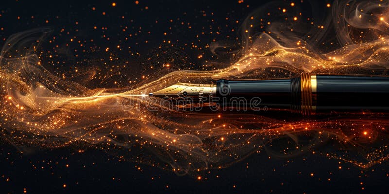 Uturistic Background with Glowing Pen Trail Stock Illustration ...