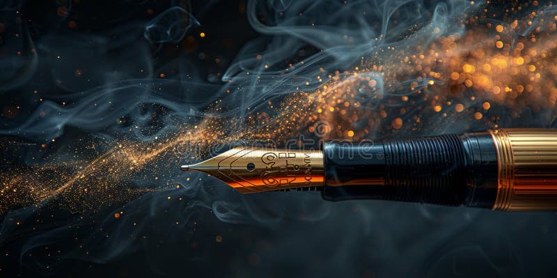 Uturistic Background with Glowing Pen Trail Stock Illustration ...