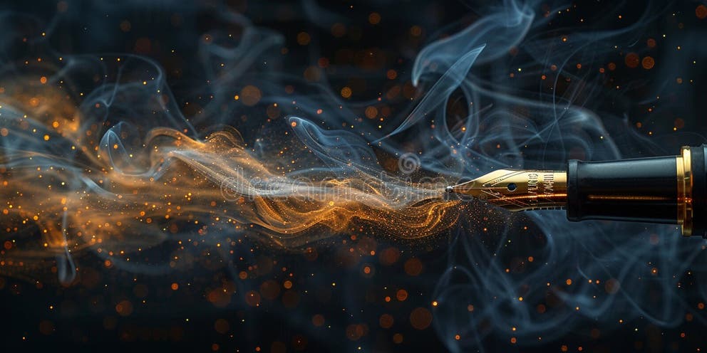 Uturistic Background with Glowing Pen Trail Stock Illustration ...