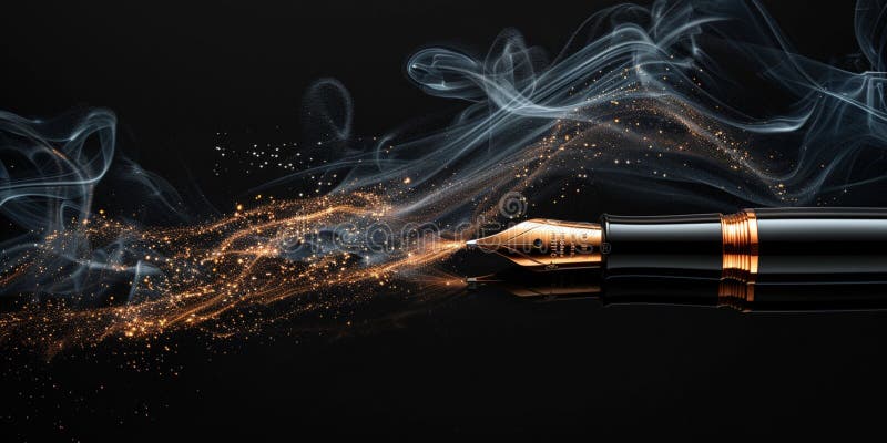 Uturistic Background with Glowing Pen Trail Stock Illustration ...