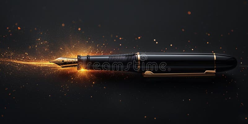 Uturistic Background with Glowing Pen Trail Stock Illustration ...