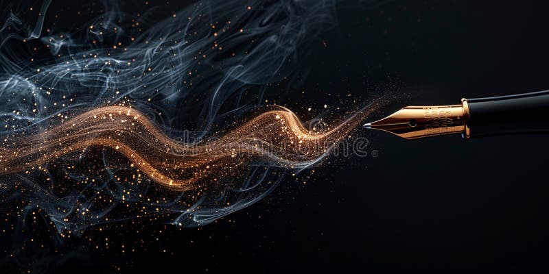 Uturistic Background with Glowing Pen Trail Stock Illustration ...