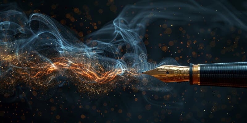 Uturistic Background with Glowing Pen Trail Stock Illustration ...