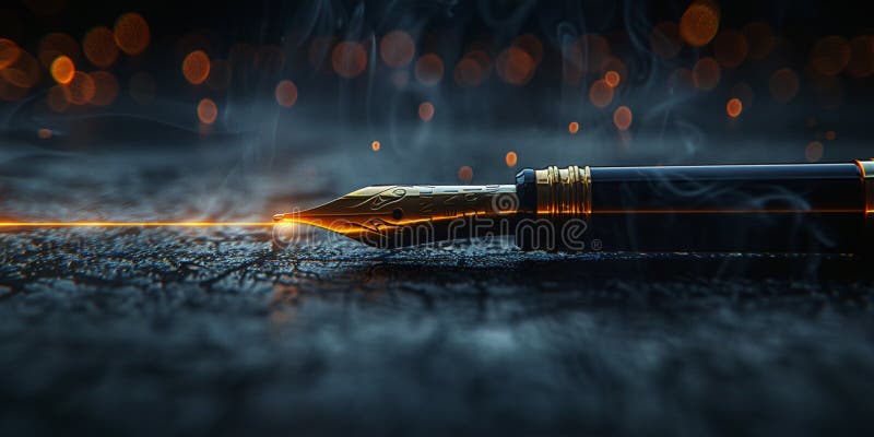 Uturistic Background with Glowing Pen Trail Stock Illustration ...