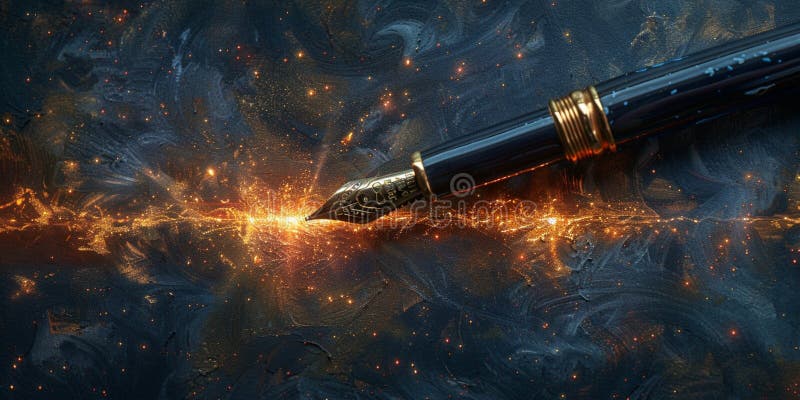 Uturistic Background with Glowing Pen Trail Stock Illustration ...