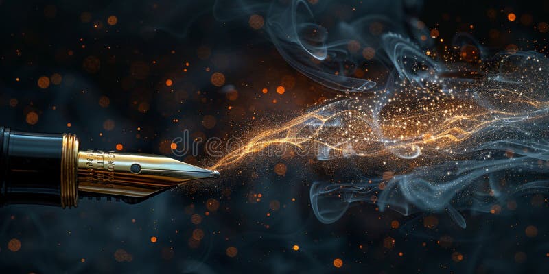 Uturistic Background with Glowing Pen Trail Stock Illustration ...