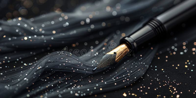 Uturistic Background with Glowing Pen Trail Stock Illustration ...