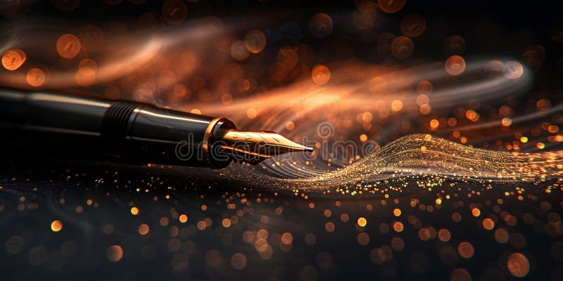 Uturistic Background with Glowing Pen Trail Stock Illustration ...