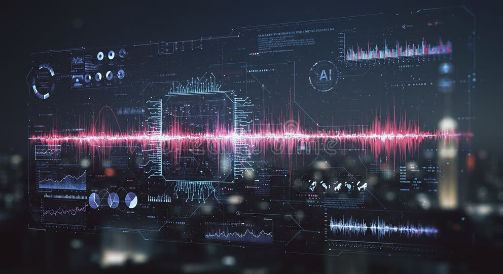 Uturistic Digital Interface with a Central Computer Chip Graphic ...