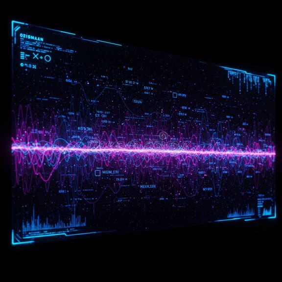 Uturistic Digital Interface Displaying Complex Waveforms and Data ...