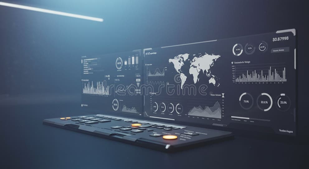 Uturistic Workstation with Digital Interface Featuring Analytics and ...