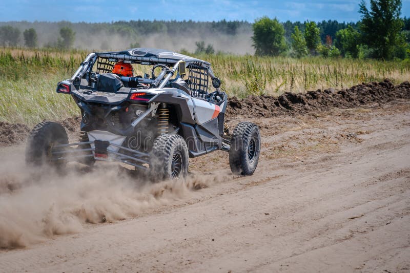UTV Buggy, ATV (quad), 4x4 in the Action on Sand Stock Photo - Image of ...