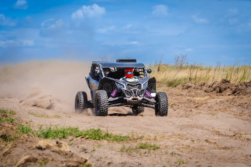 UTV Buggy Offroad Vehicle Racing on Sand. Extreme, Adrenalin. 4x4 Stock ...