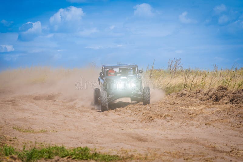 UTV Buggy Offroad Vehicle Racing on Sand. Extreme, Adrenalin. 4x4 Stock ...