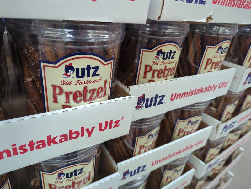 Utz Pretzel Rods Cases Boxes Display Shelf at Walmart Editorial Photo ...