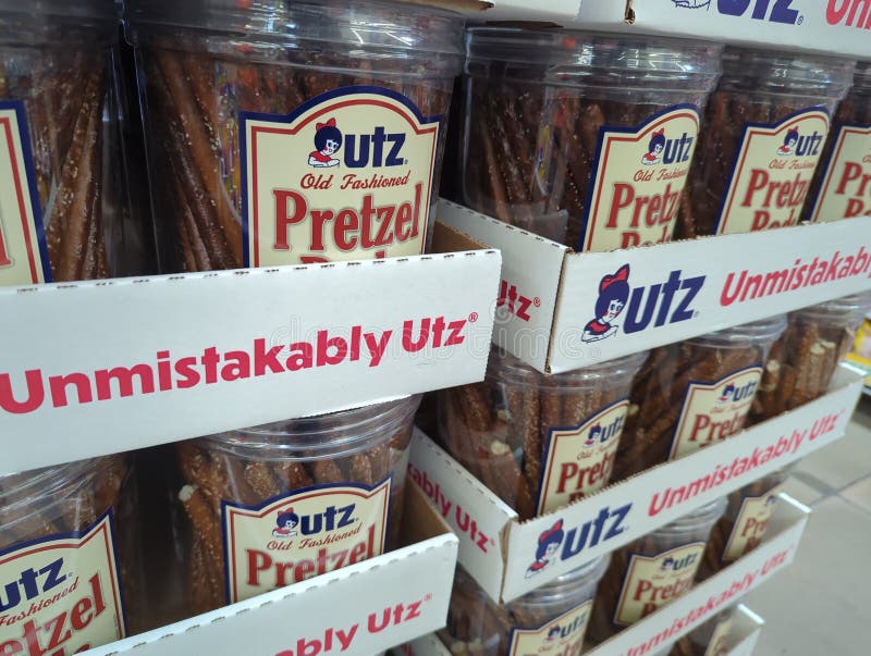 Utz Pretzel Rods Cases Boxes Display Shelf at Walmart Editorial Image ...