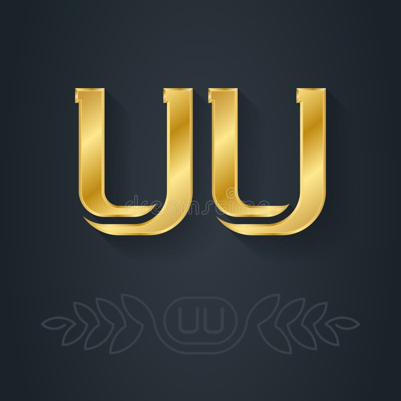 UU - Initials, or Golden Logo. U and U - Metallic 3d Icon or Logotype ...