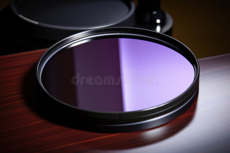 A Uv Filter Placed on a Dark, Reflective Table Stock Image - Image of ...