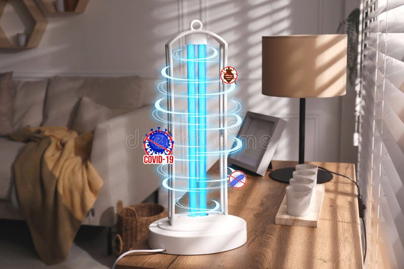 UV Lamp for Light Sterilization on Table in Living Room Stock Photo ...