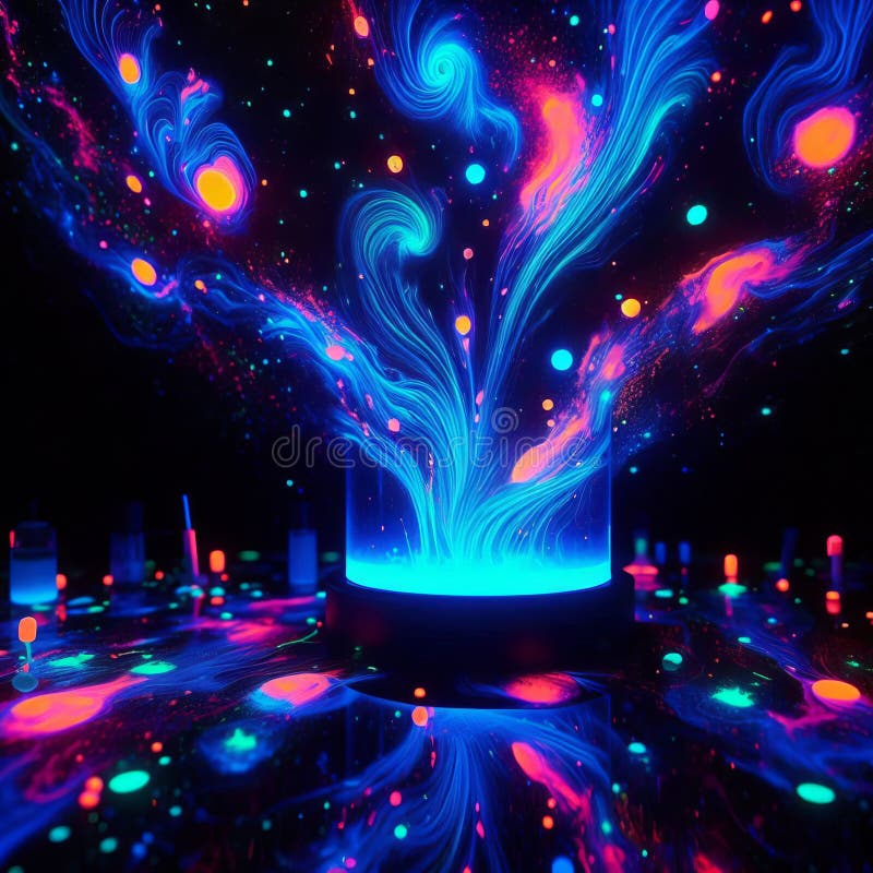 UV Reactive Paint Glowing Fluorescent Currents Visible Under Bla Stock ...