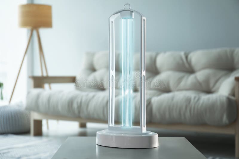 UV Sterilizer Lamp on Table at Home Stock Image - Image of indoors ...