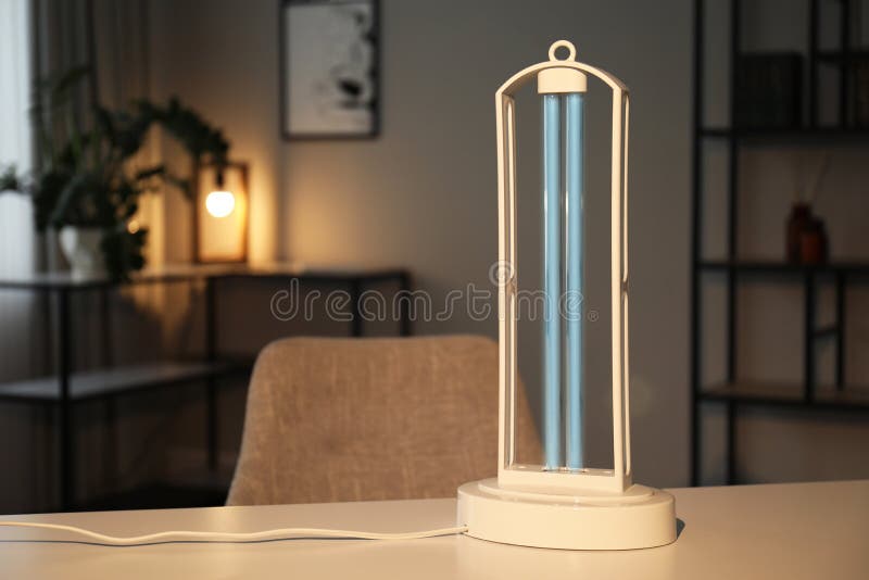 UV Sterilizer Lamp on Table at Home Stock Image - Image of living ...