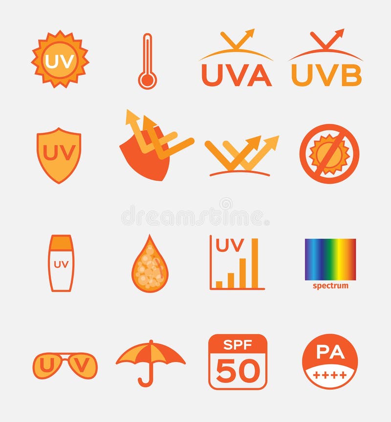 Uv , Uv a and Uv B. Logo and Icon , Set of 16 Stock Illustration ...