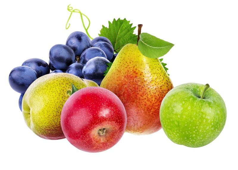 Uvas, Manzanas Y Peras Aisladas En Blanco Foto de archivo - Imagen de ...
