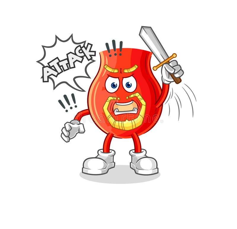 Uvula Knights Attack with Sword. Cartoon Mascot Vector Stock Vector ...