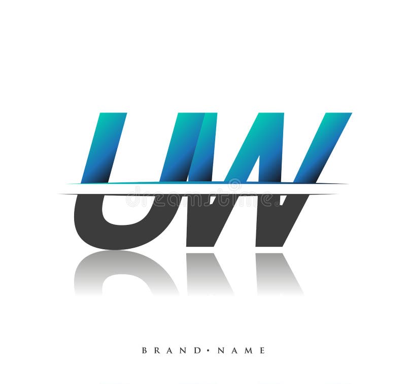 UW Initial Logo Company Name Colored Black and Blue, Simple and Modern ...