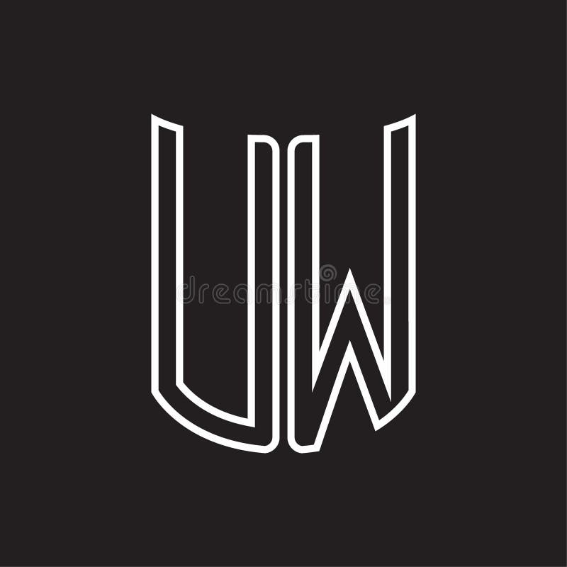 UW Logo Monogram with Ribbon Style Outline Design Template Stock Vector ...