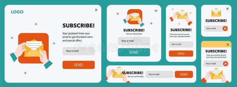 UX Design Business Set with Subscribe Window and Envelope Icon, Modern ...