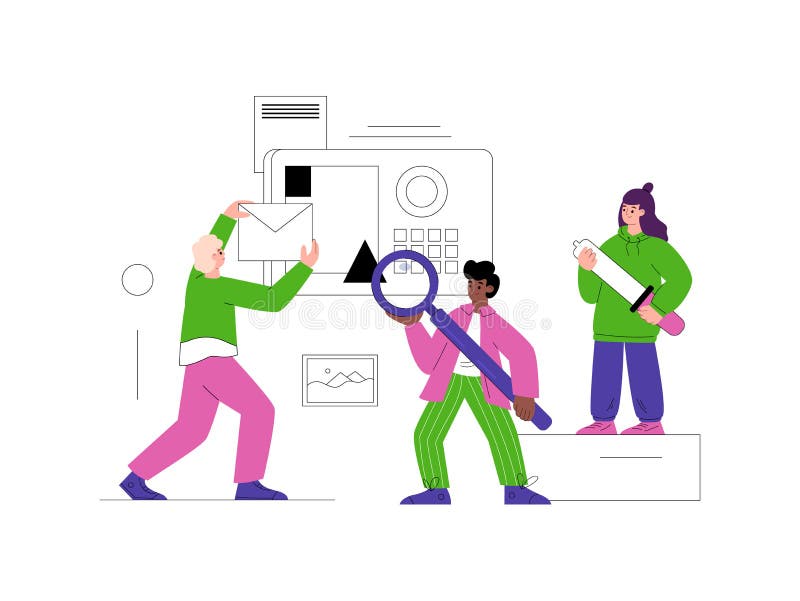 UX Design Process. Creative Team Characters Work on User Experience ...