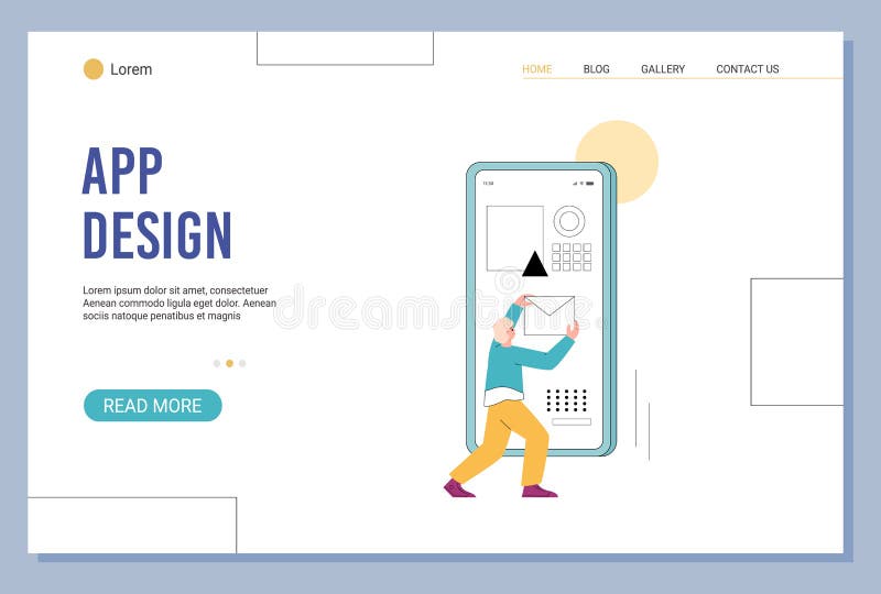UX Design Process Flat Vector Banner. Male Character Working on User ...
