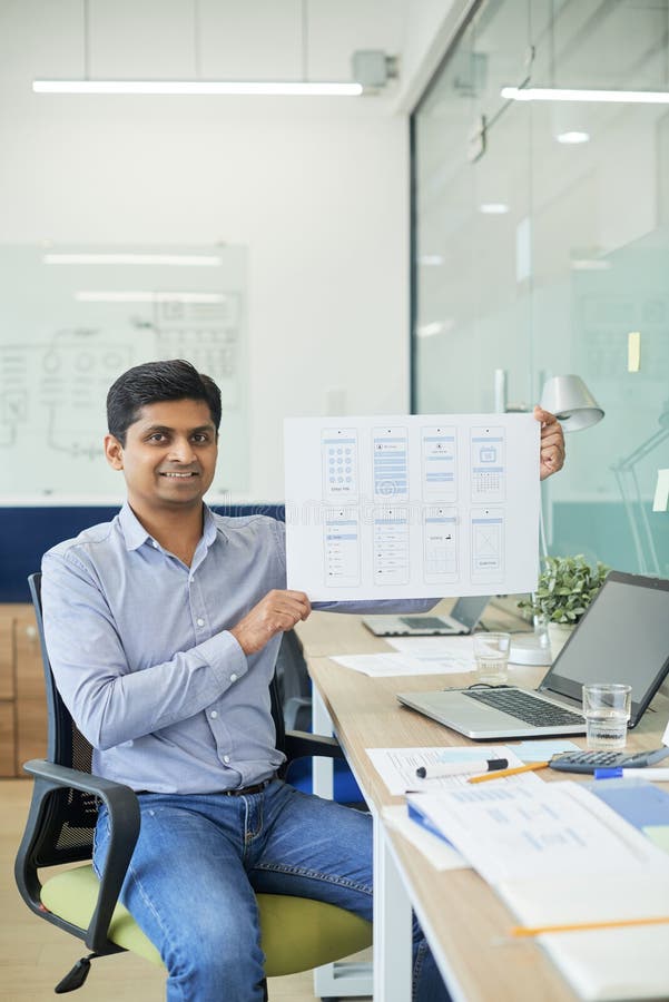UX Designer Showing His Work Stock Image - Image of holding, asian ...