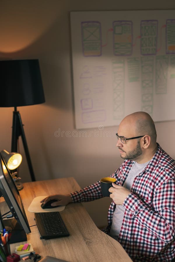 UX Designer Working on a New Project Stock Image - Image of programming ...
