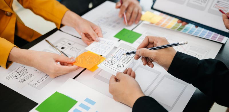 UX Developer and Ui Designer Brainstorming about Mobile App Interface ...