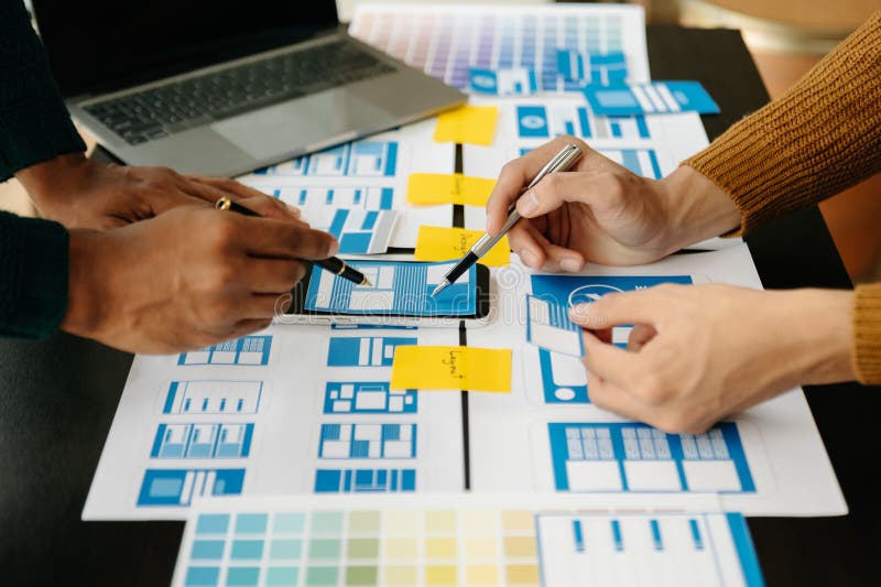 UX Developer and Ui Designer Brainstorming about Mobile App Interface ...