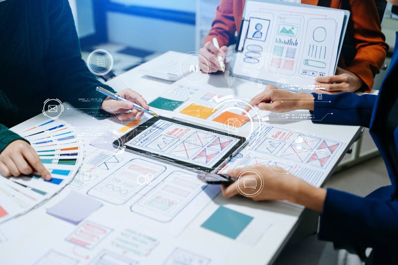 UX Developer and Ui Designer Brainstorming about Mobile App Interface ...