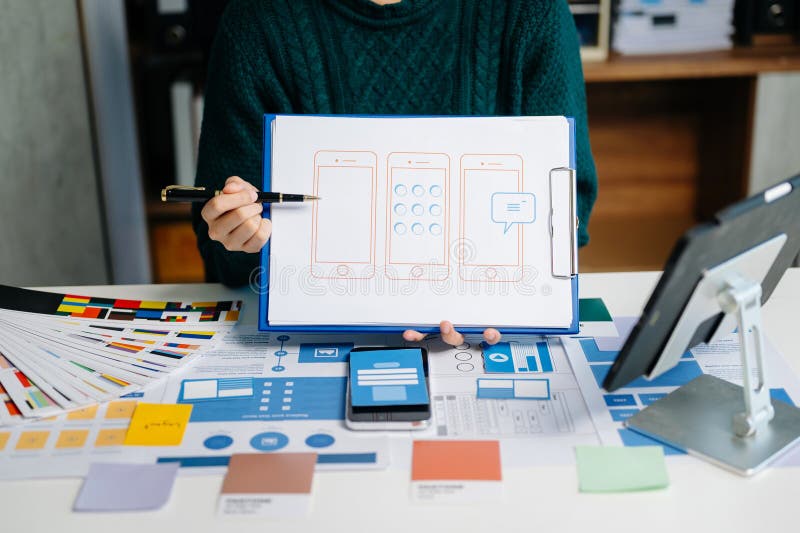 UX Developer and Ui Designer Brainstorming about Mobile App Interface ...
