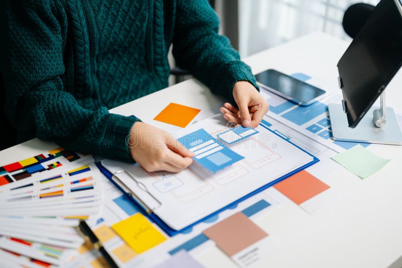 UX Developer and Ui Designer Brainstorming about Mobile App Interface ...