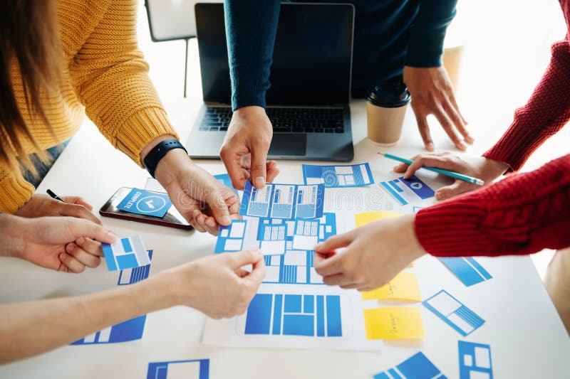 UX Developer and Ui Designer Brainstorming about Mobile App Interface ...