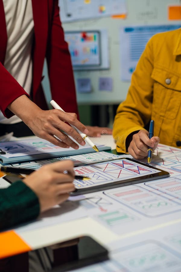 UX Developer and Ui Designer Brainstorming about Mobile App Interface ...