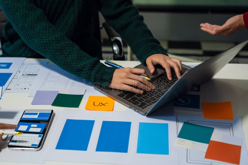 UX Developer and Ui Designer Brainstorming about Mobile App Interface ...