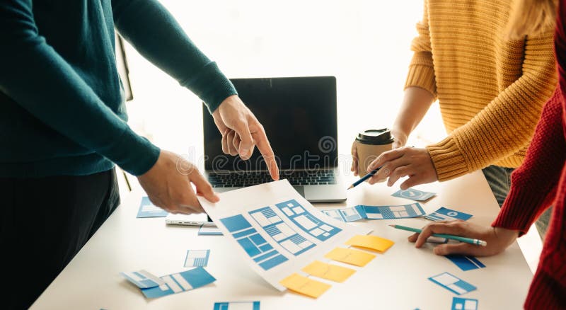 UX Developer and Ui Designer Brainstorming about Mobile App Interface ...