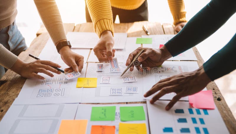 UX Developer and Ui Designer Brainstorming about Mobile App Interface ...