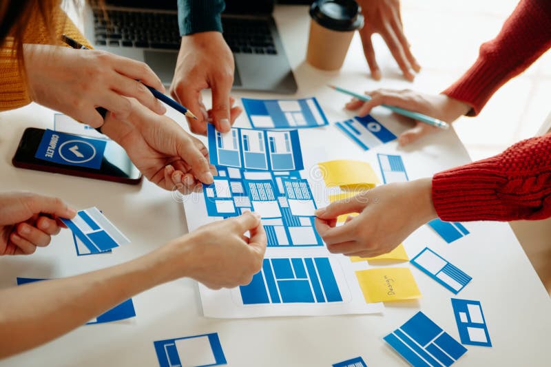 UX Developer and Ui Designer Brainstorming about Mobile App Interface ...