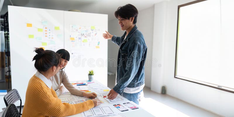 Ux Developer And Ui Designer Use Augmented Reality Brainstorming About Mobile App Interface