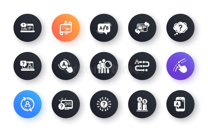 UX Icons. AB Testing, Journey Path Map and Question Mark. Classic Icon ...